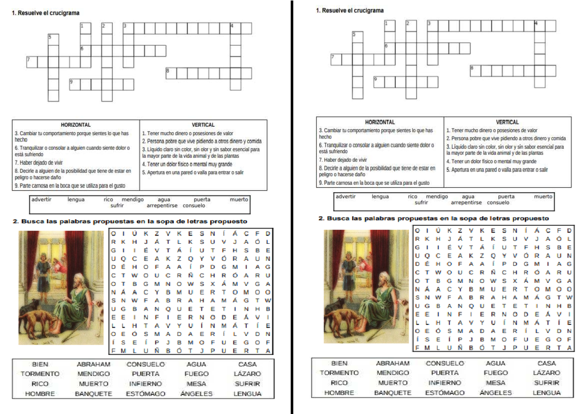 Ficha DEL RICO Y LÁZARO - Valorando a los Demás en 1.1 - Studocu