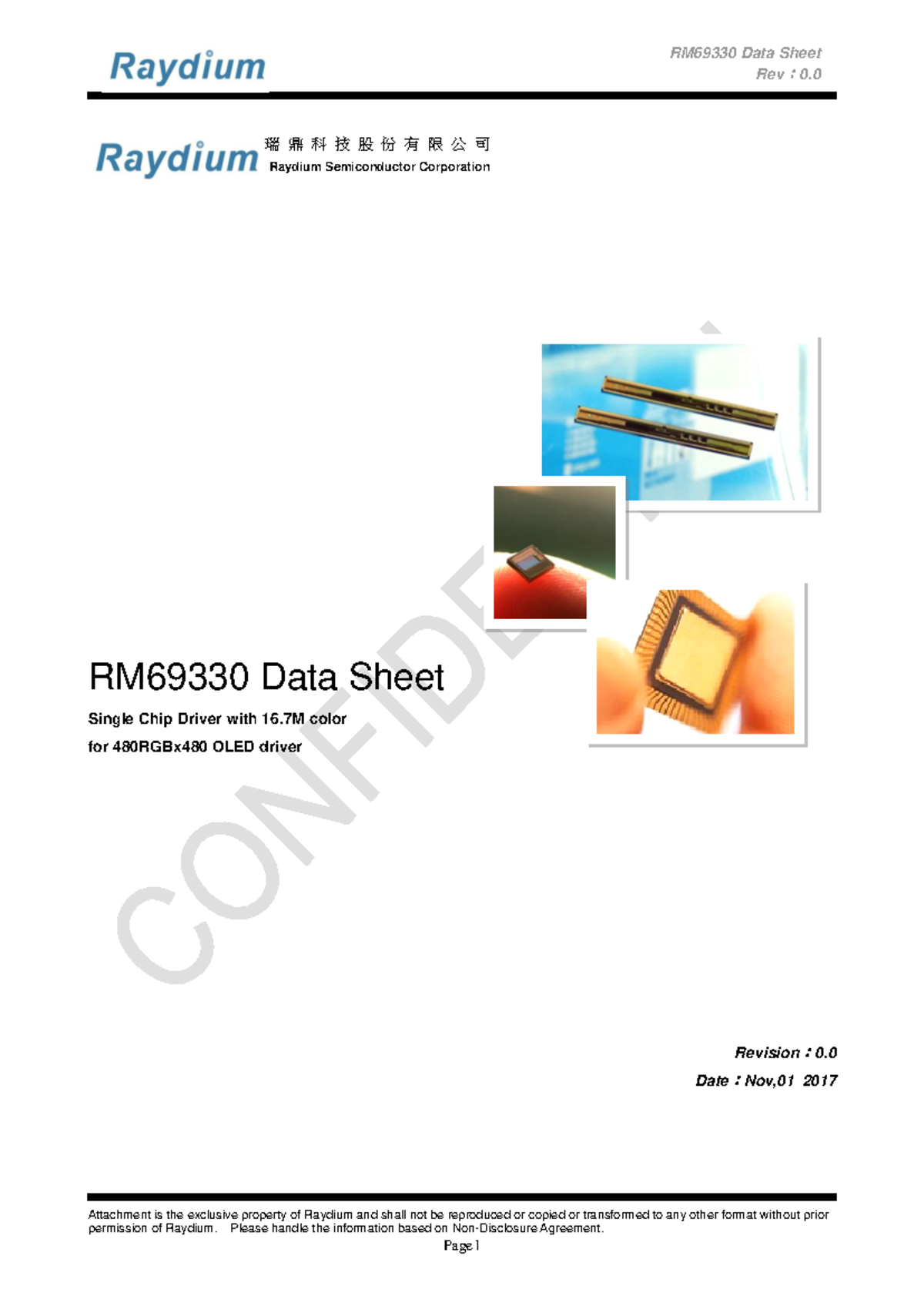 RM69330 Single Chip OLED Driver Data Sheet (V0.0, Nov 2017) - Studocu