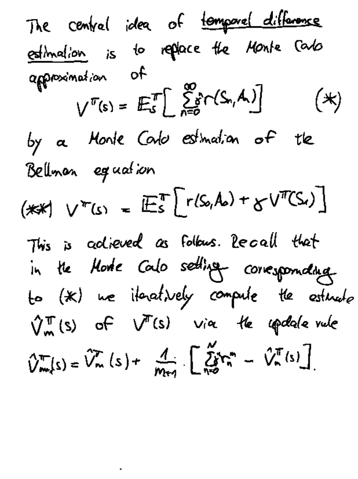 Lecture 10 Notes: Temporal Difference Estimation and SARSA - Studocu