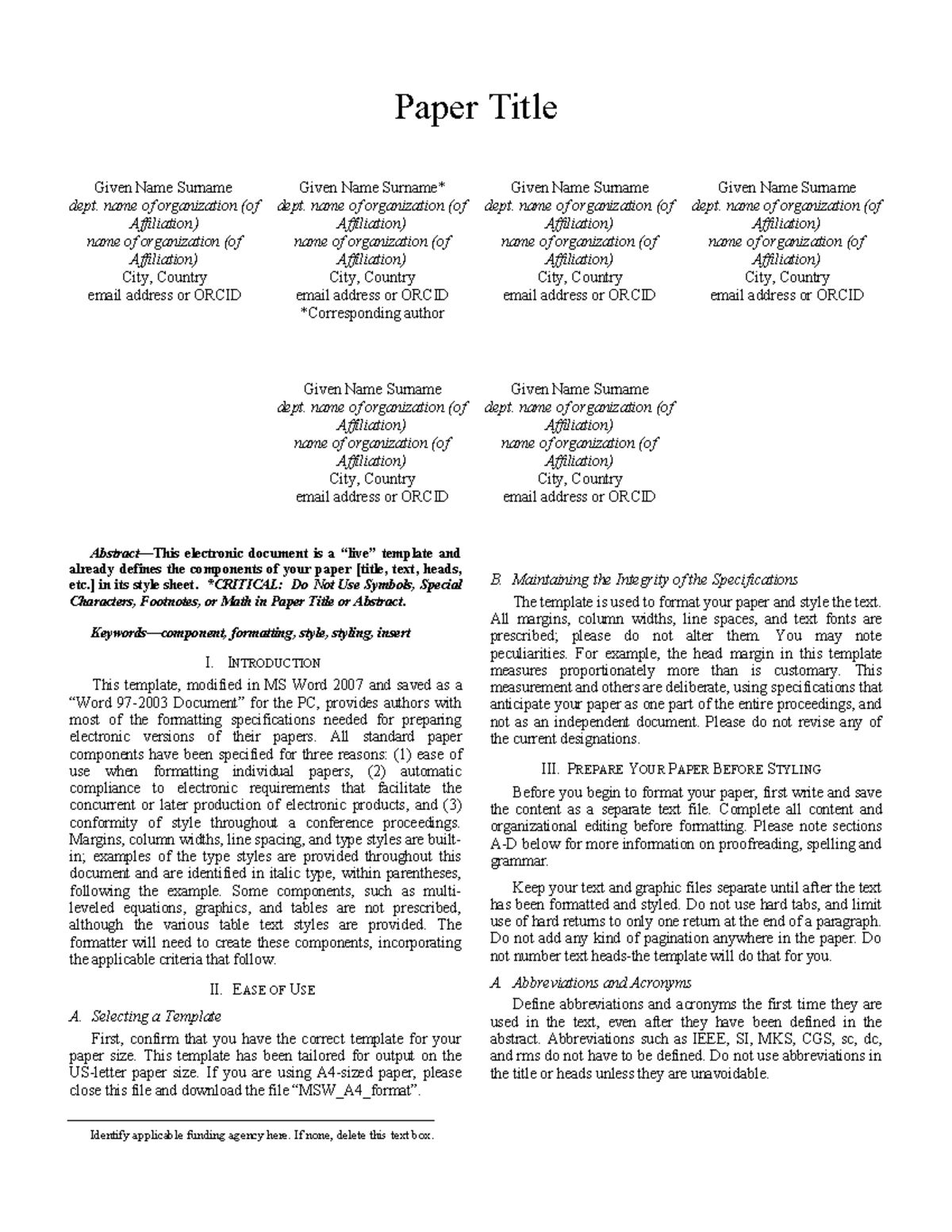 IEEE Formatting Template Guidelines for Academic Papers - Studocu