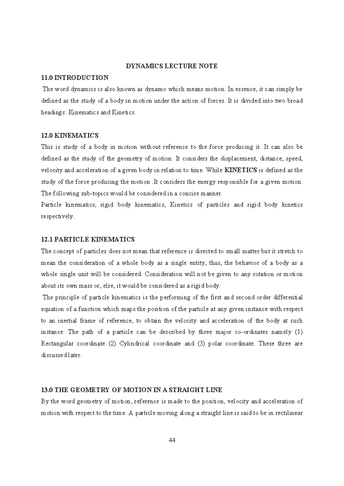 Dynamics Lecture Notes for Applied Mechanics (44-88) - Studocu