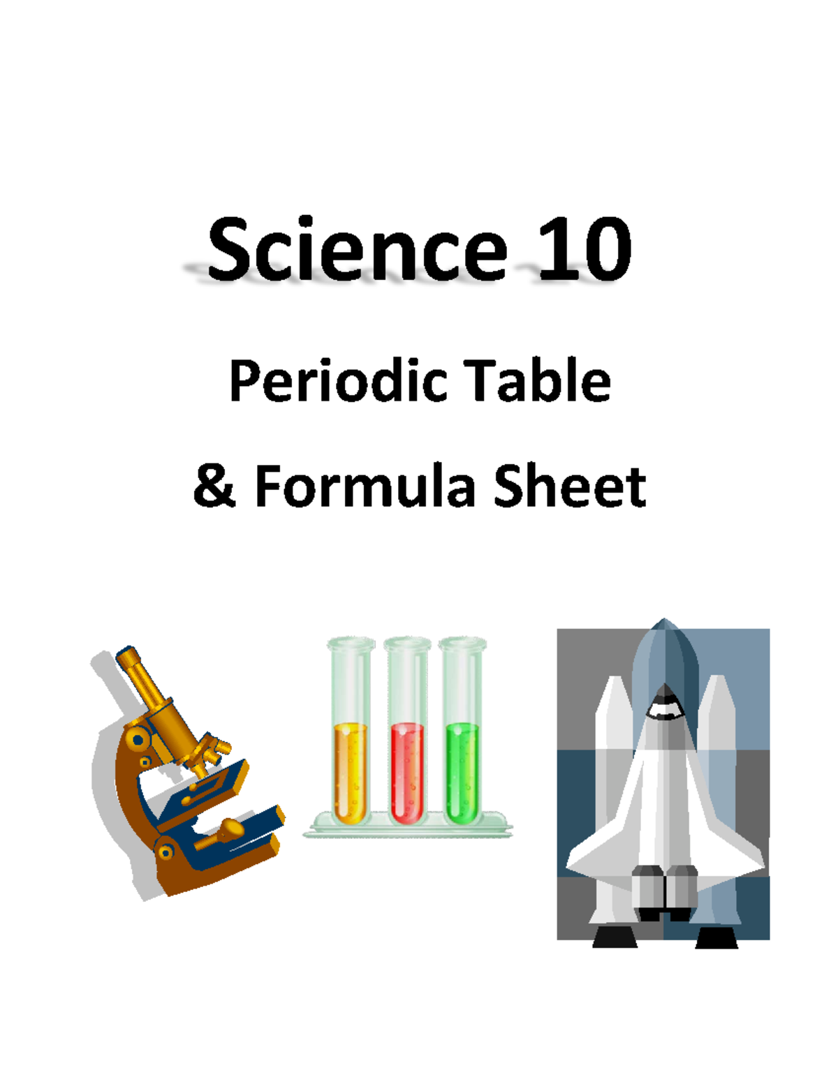 Science 10 Periodic Table & Formula Sheet Data Booklet - Studocu