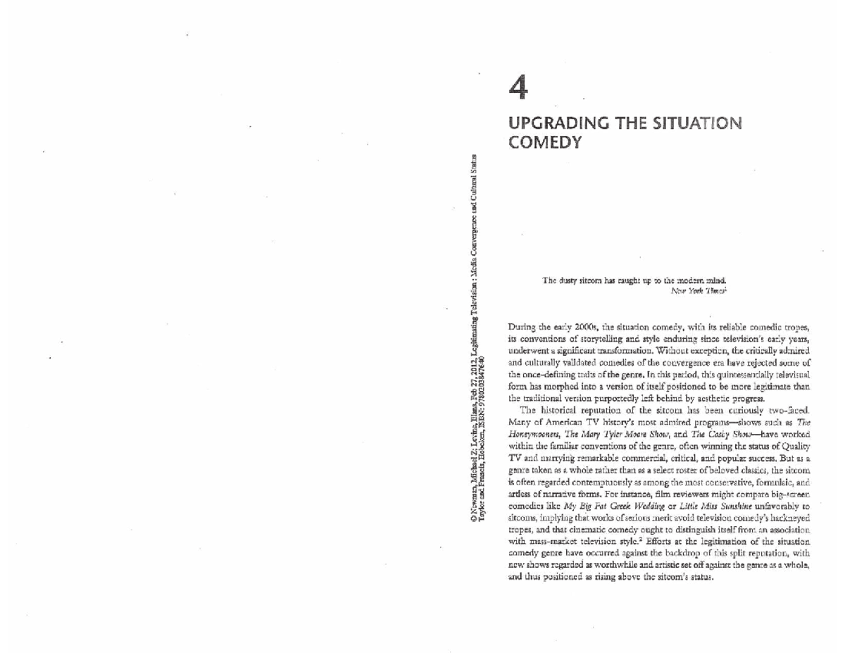 4 UPGRADING THE SITUATION COMEDY: A Study of Modern Sitcom Evolution ...