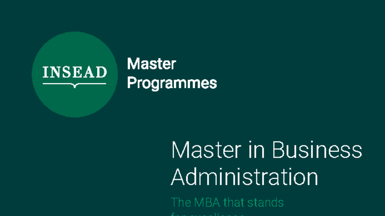MBA Brochure 2025-2026: INSEAD Program Overview and Insights - Studocu