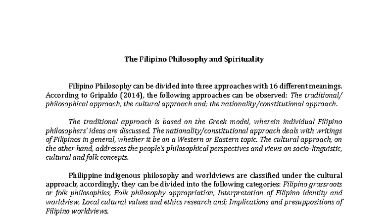 Lesson 8: Filipino Philosophy and Spirituality Insights (PHIL 101 ...