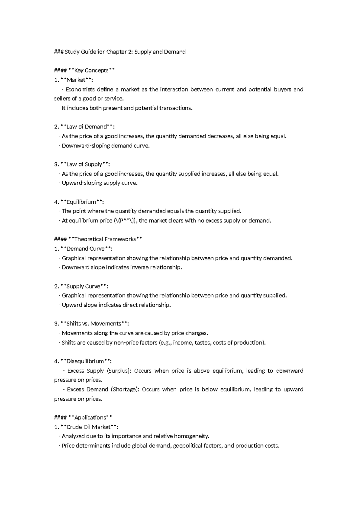 Study Guide for ECON 101: Concepts of Supply, Demand & Game Theory ...