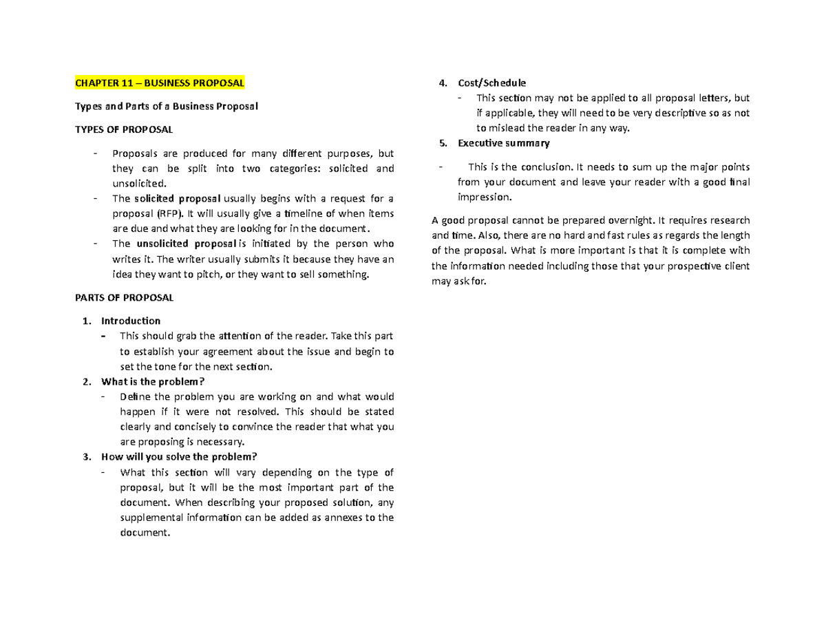 Chapter 11 – Business Proposal GEC 005 - CHAPTER 11 – BUSINESS PROPOSAL ...