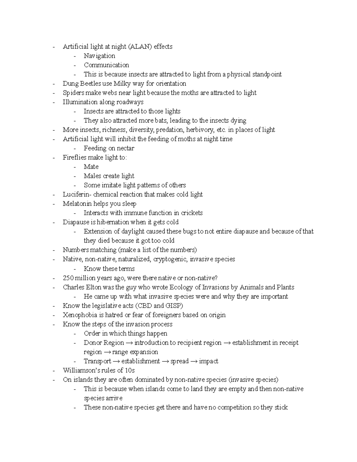 Biodiversity and Invasive Species: Lecture Notes for BIOL 101 - Studocu