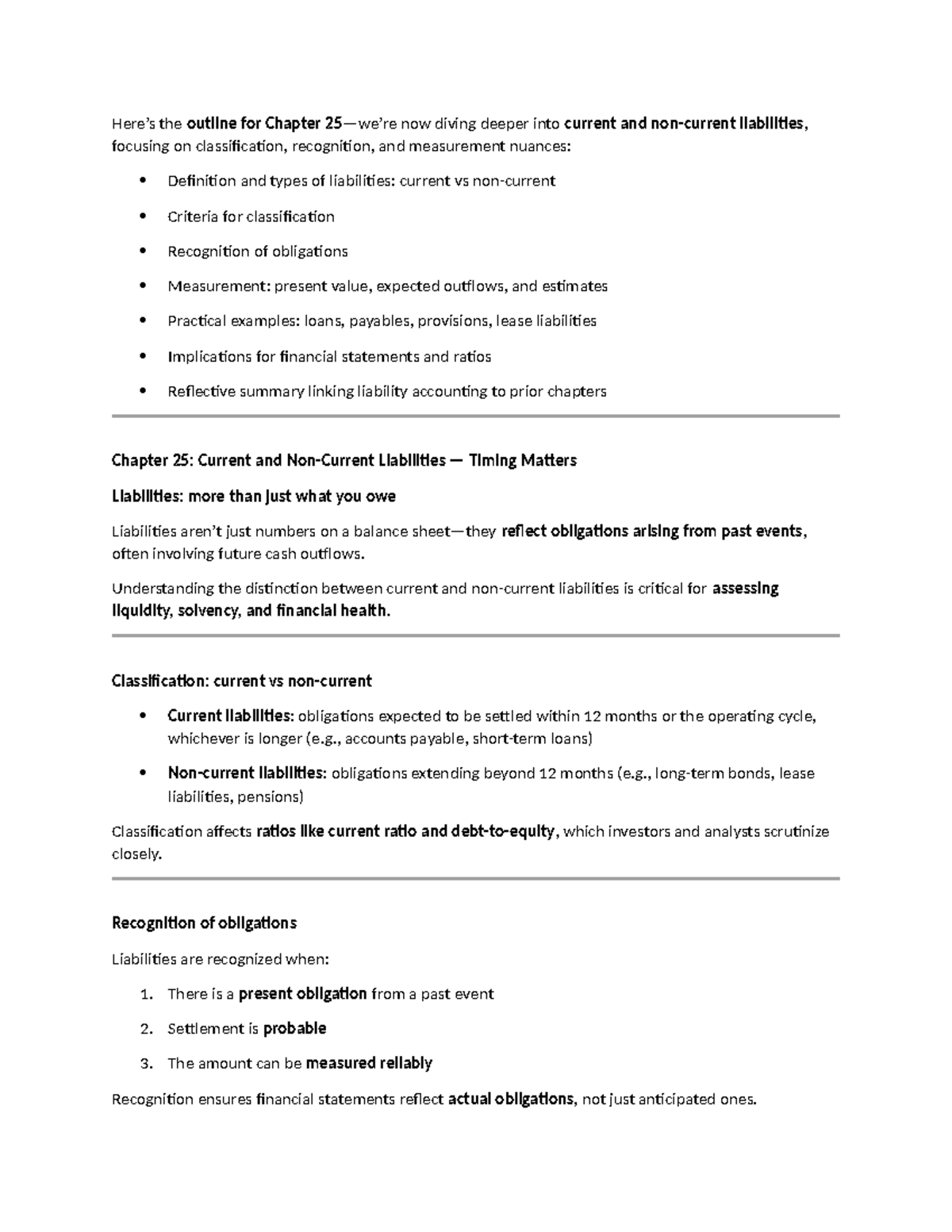 Chapter 25: Current and Liabilities - Classification, Recognition, and ...