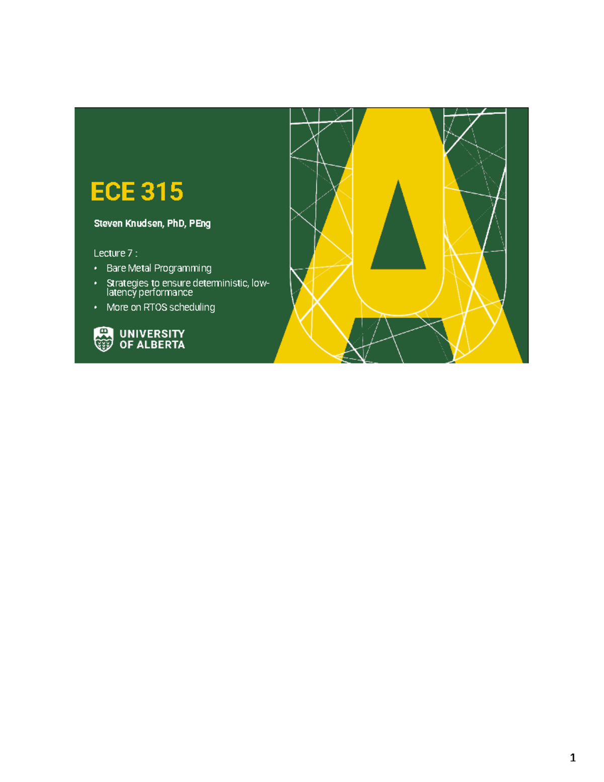 ECE 315 Lecture 7: Bare Metal Programming & RTOS Scheduling Insights ...