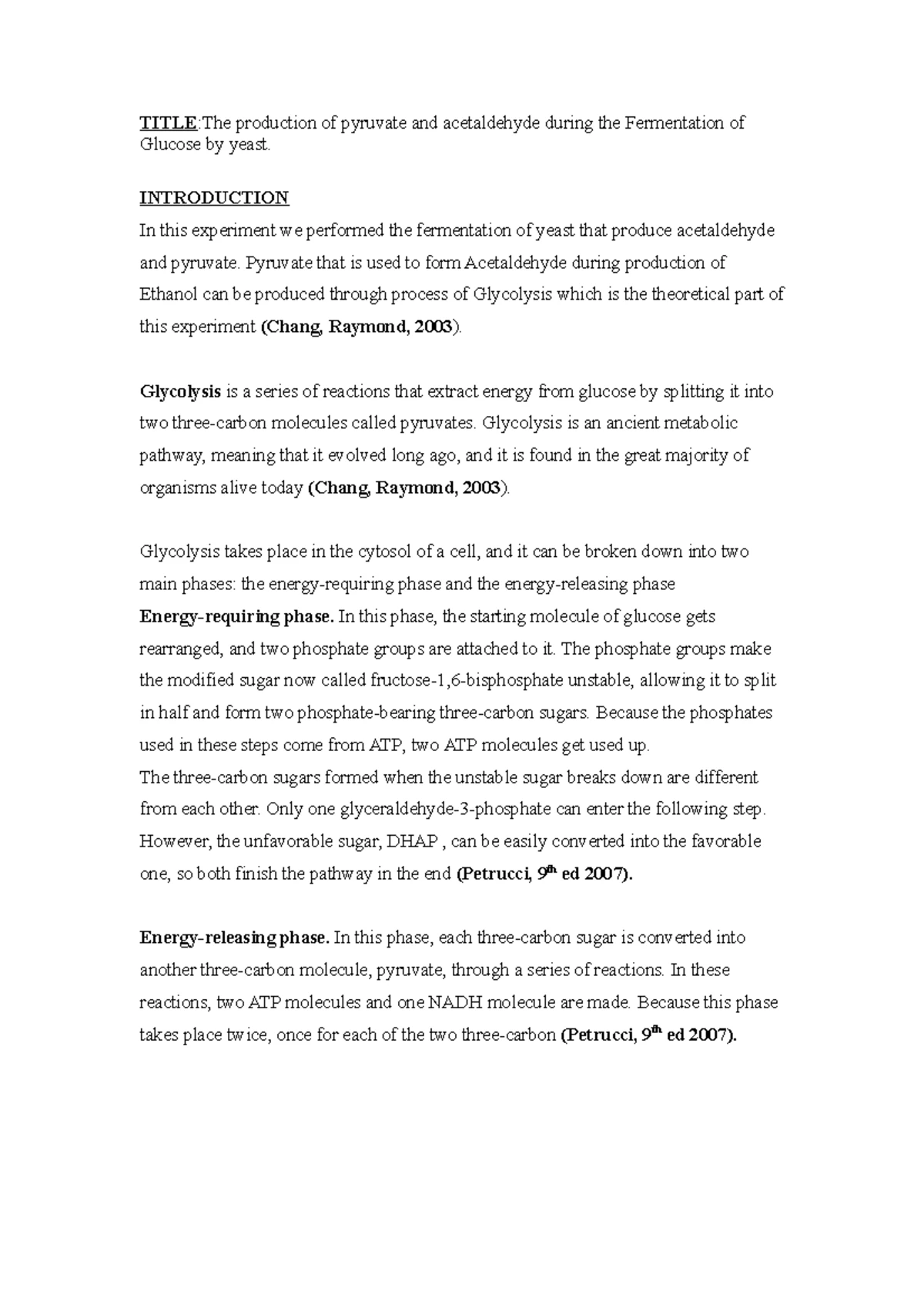 BCH 313 PRAC 1 - TITTLE: The assay of reducing sugars ABSTRACT The ...