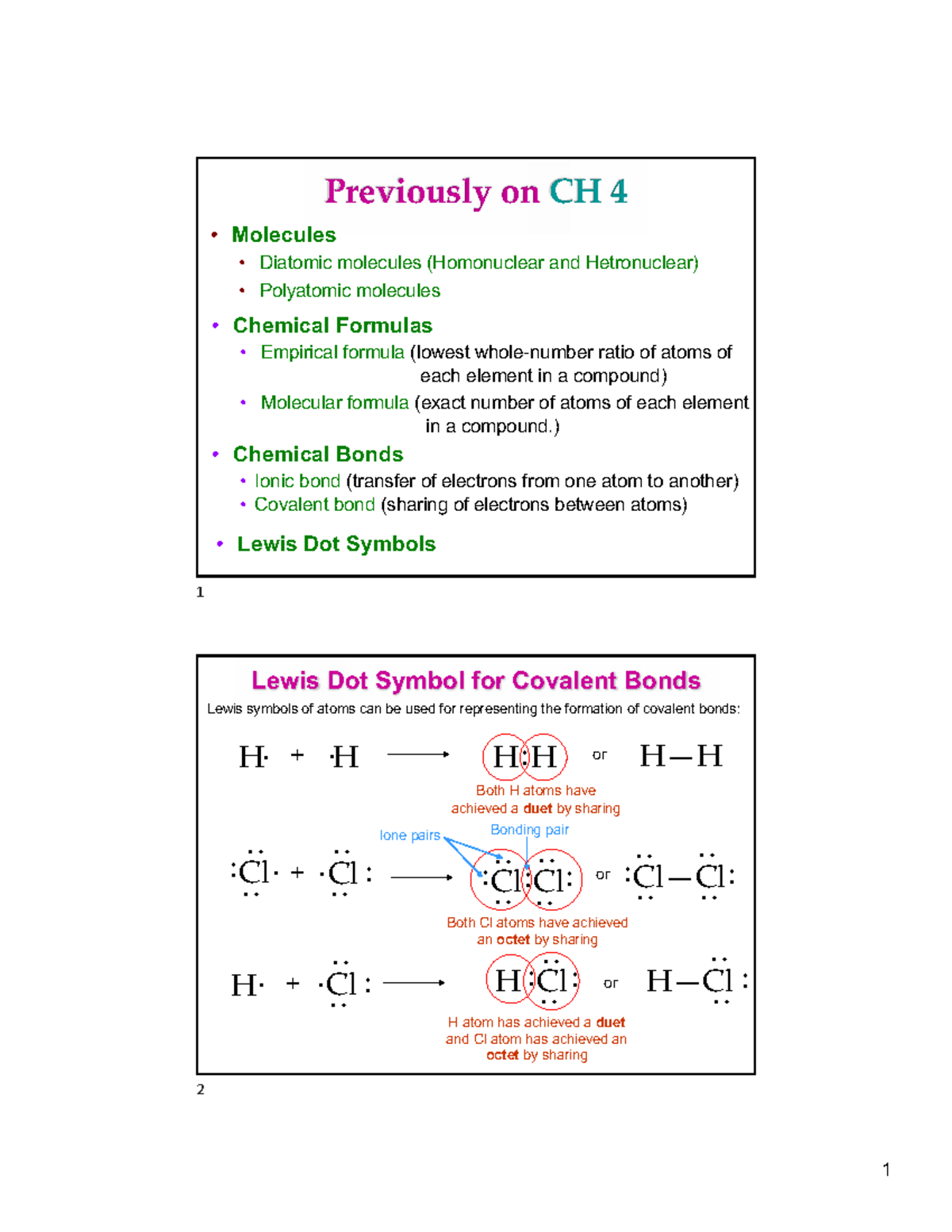 CH 4 Lecture Notes: Chemical Bonds and Naming Compounds - Studocu