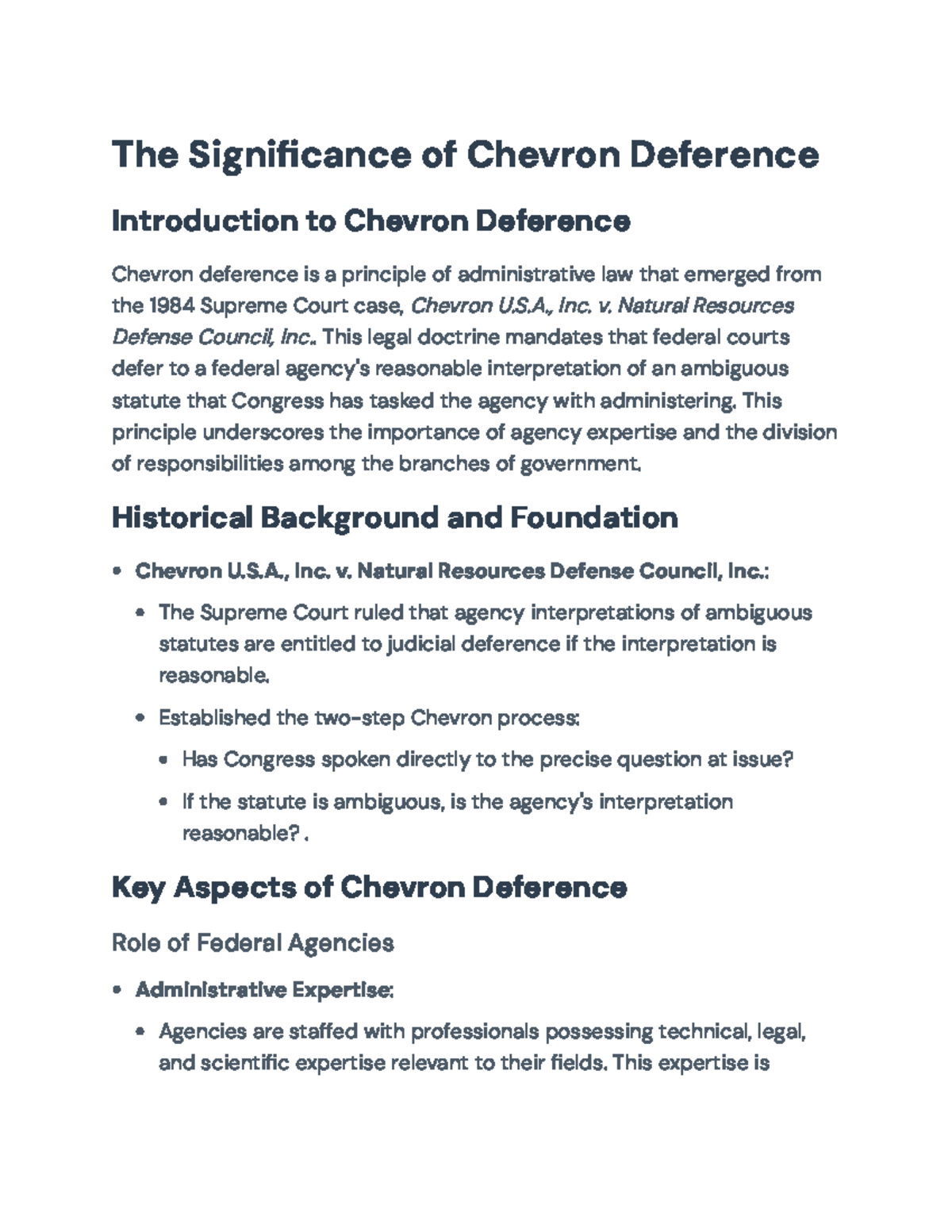 The Significance of Chevron Deference: Legal Framework & Challenges ...