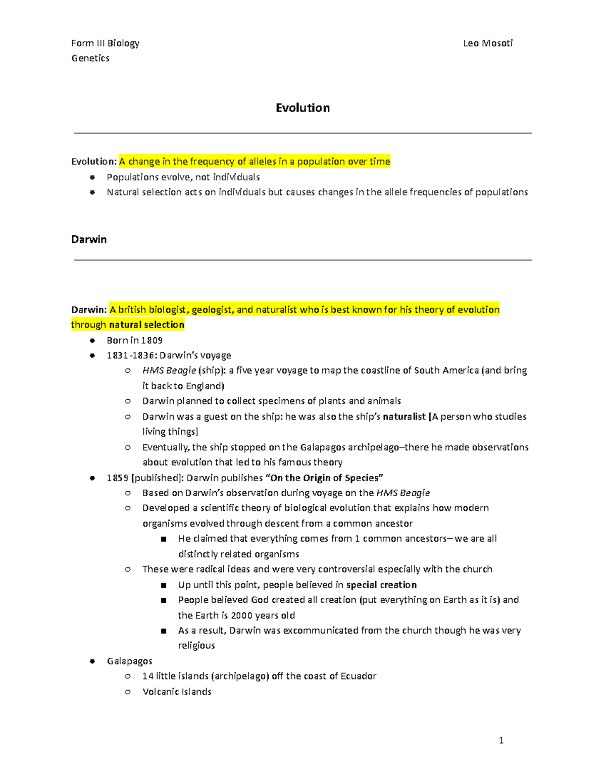 Form III Biology: Evolution Study Guide & Genetics Overview - Genetics ...