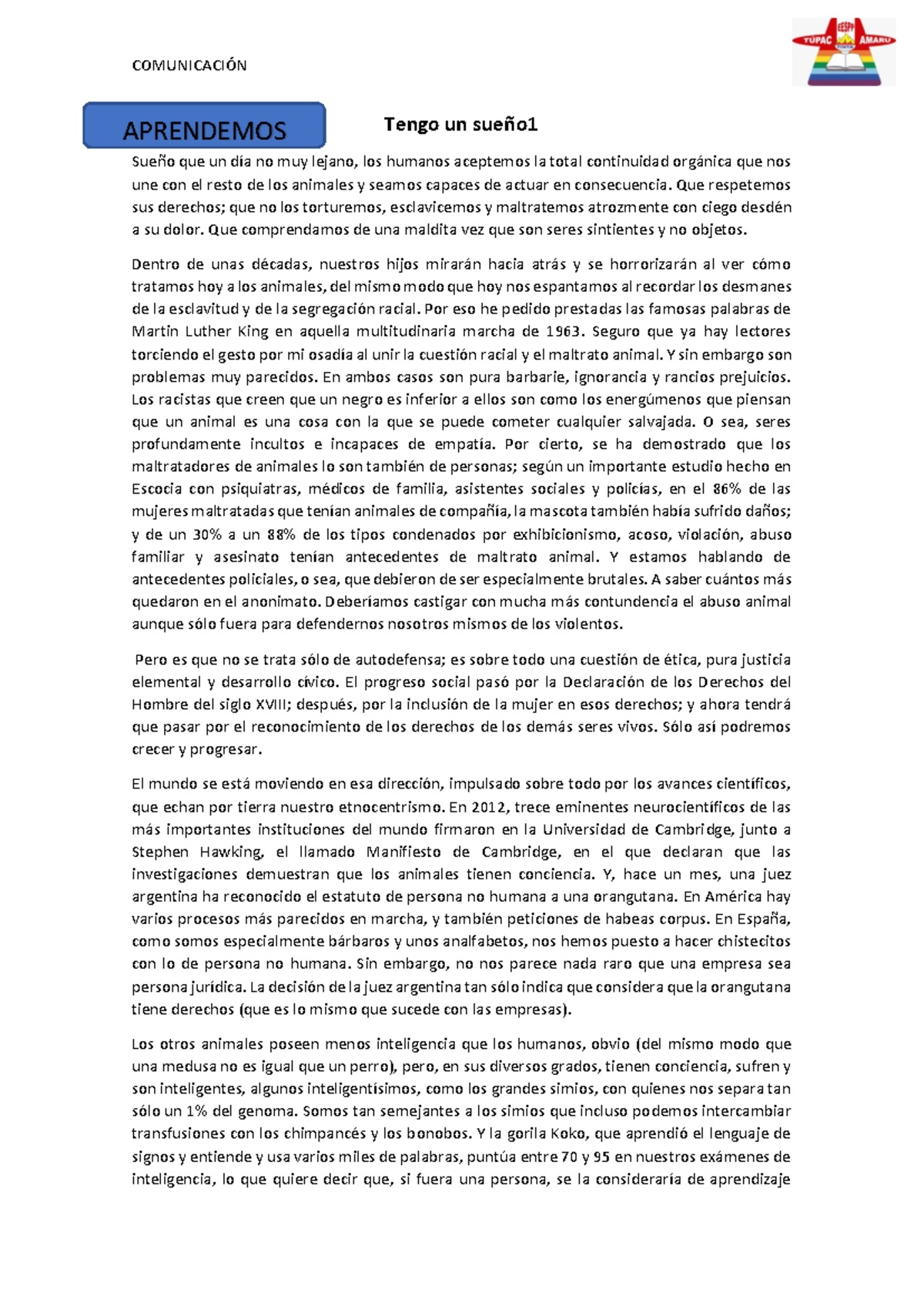 COMUNICACIÓN APRENDEMOS: Reflexiones sobre el Maltrato Animal - Studocu