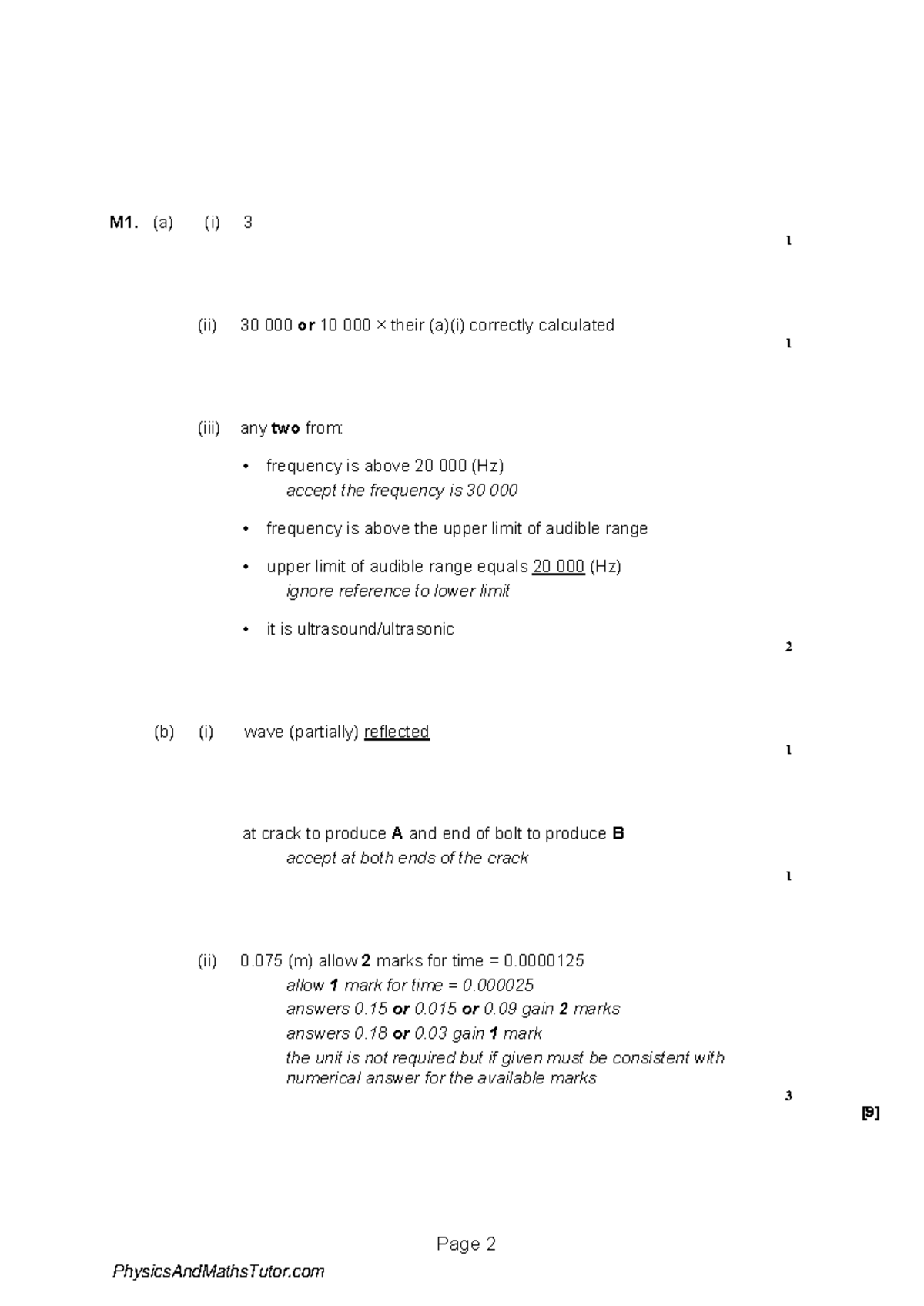Waves 3 MS - Physics & Maths Tutor Mark Scheme - Studocu