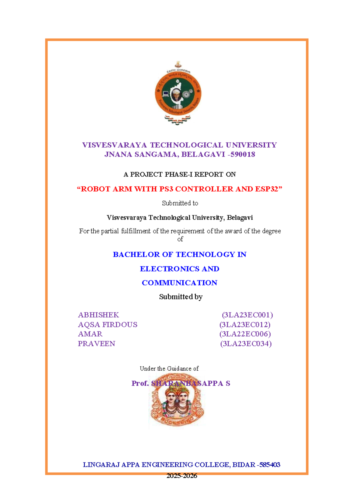 B.Tech Project Report: ARM with PS3 Controller (3LA23EC001, 3LA23EC012 ...