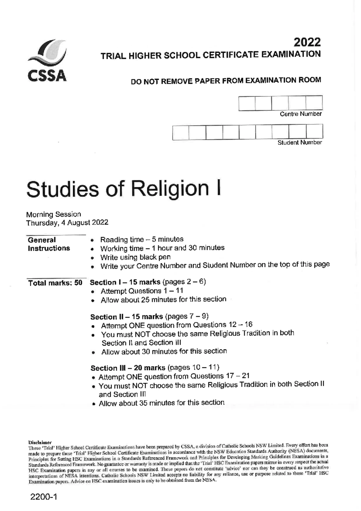 2024 HSC SOR I - Past Exam Paper with Answers Included - Studocu