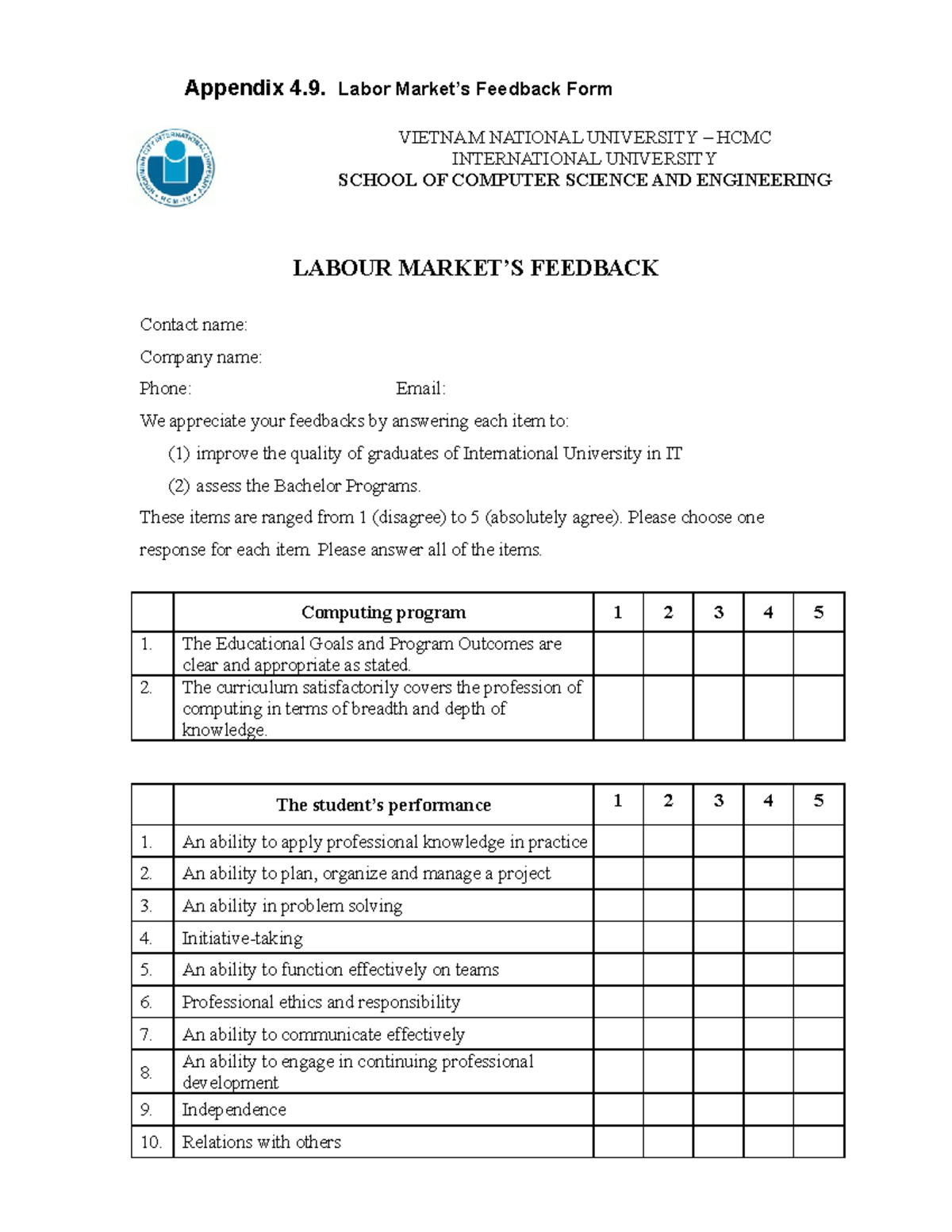 M03 Labour Market Feedback - Appendix 4. Labor Market’s Feedback Form ...
