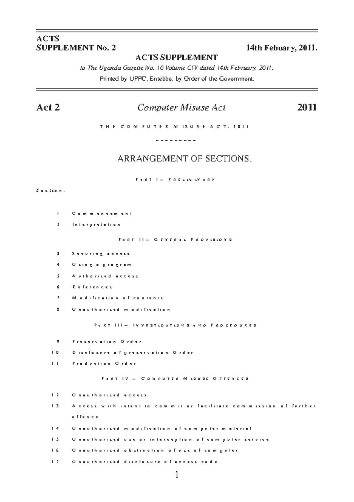Uganda Computer Misuse Act No. 2 of 2011: Comprehensive Overview - Studocu