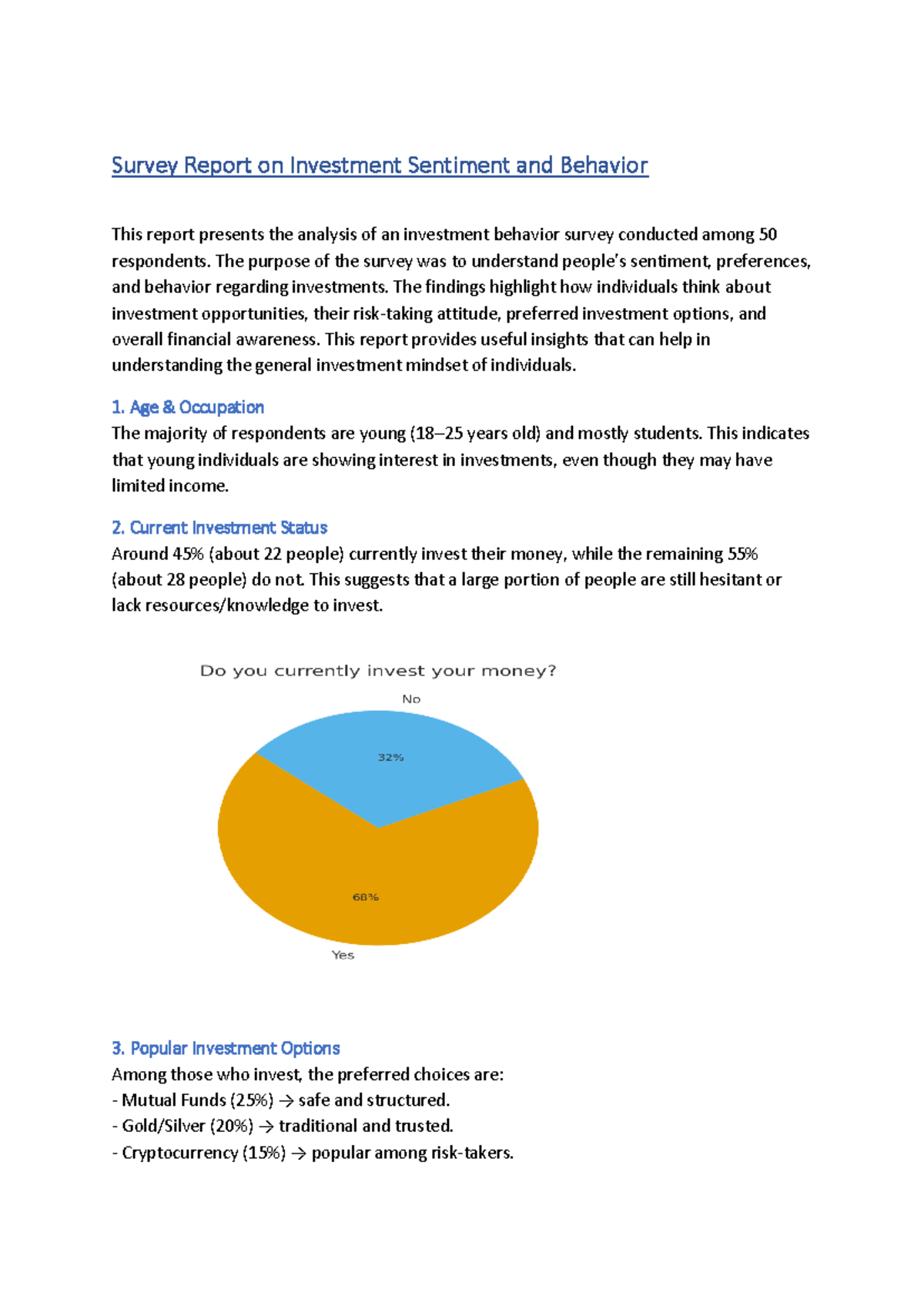 Investment Sentiment Survey Report: Insights & Trends Analysis - Studocu