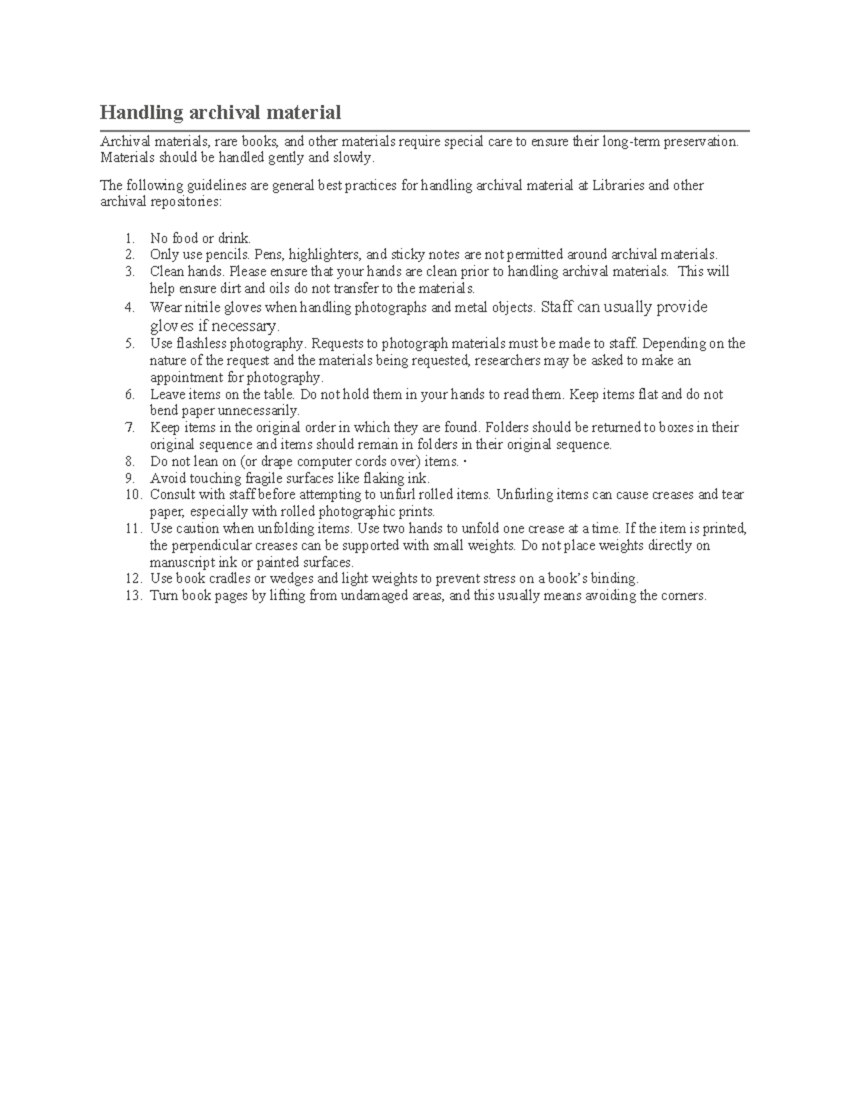 5.4 Guidelines for Handling Archival Materials - Studocu