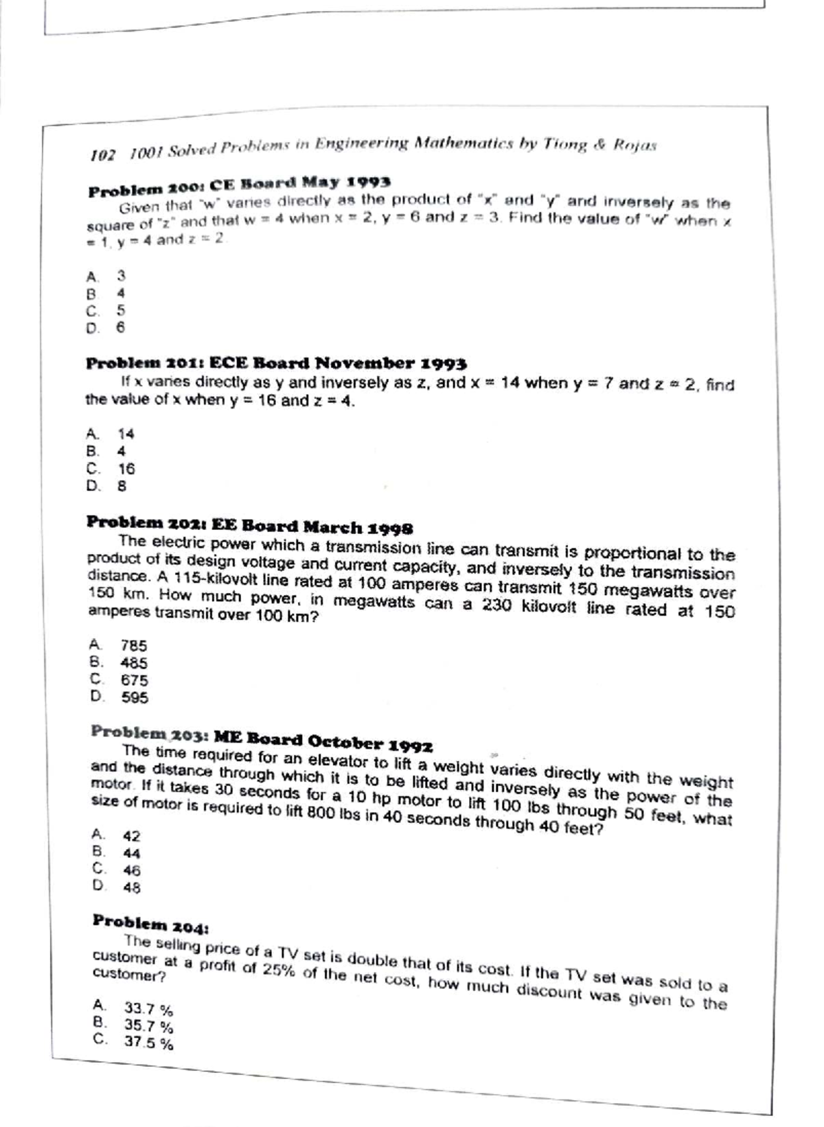 102 1001 Solved Problems in Engineering Mathematics: CE Board Exam ...