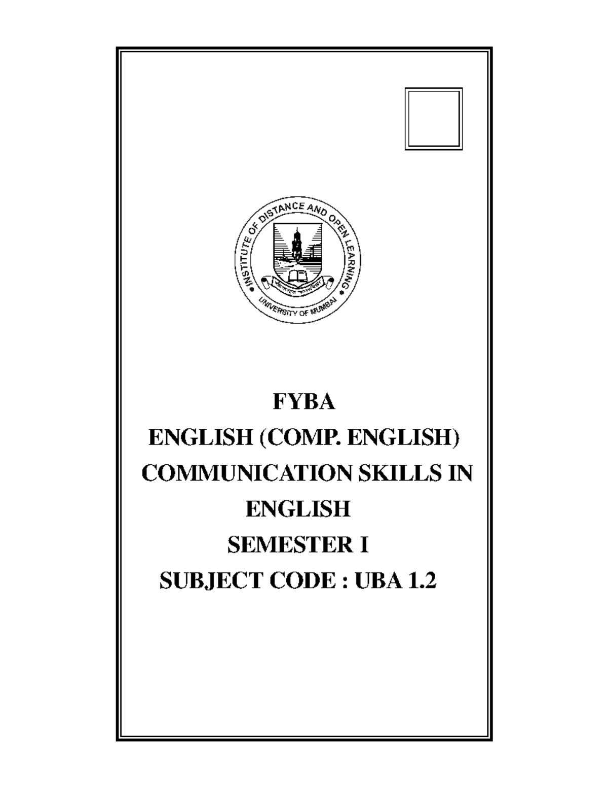 FYBA UBA 1 Communication Skills in English Semester I Notes - Studocu