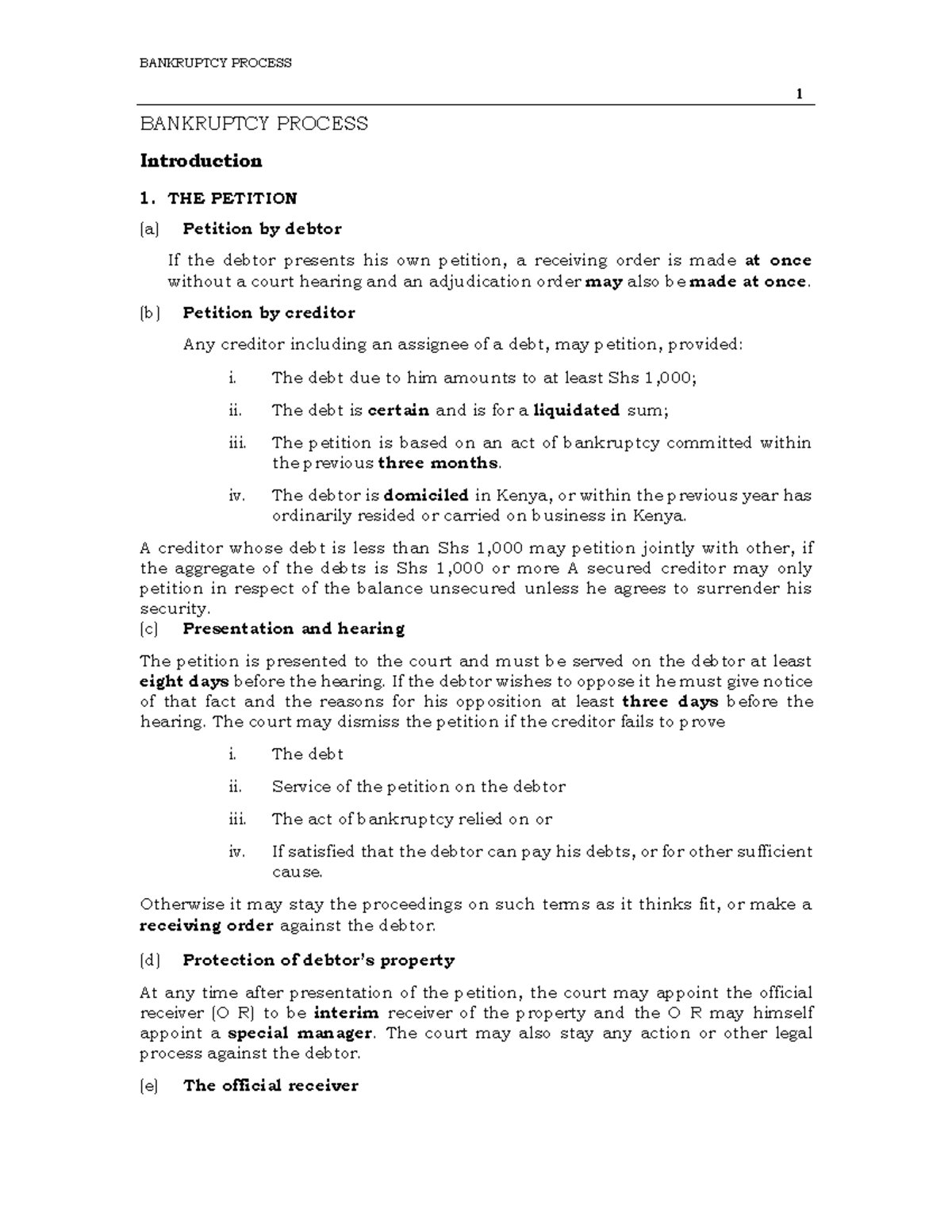 Bankruptcy Process Overview - Essential Guide for Law Students - Studocu