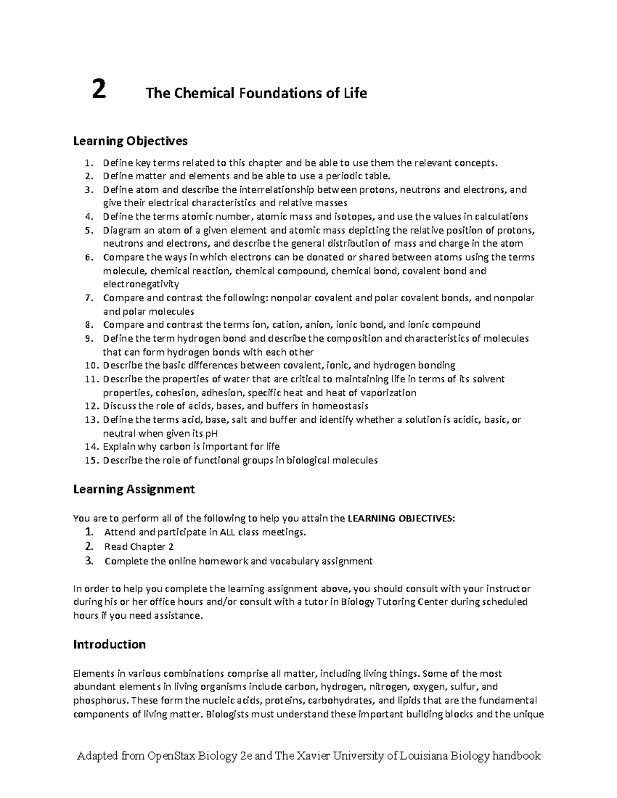 Biology 2e Study Guide: Chemical Foundations of Life Concepts - Studocu