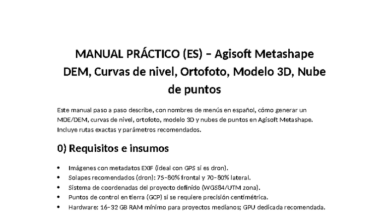 Manual Práctico Agisoft Metashape: DEM, Ortofoto y Modelo 3D - Studocu