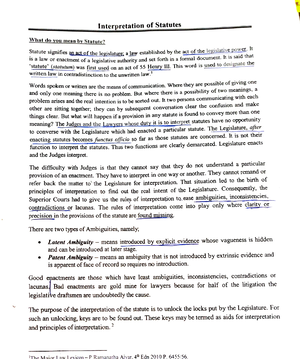 Presumptions - Lecture note of interpretation of statutes - Presumption ...