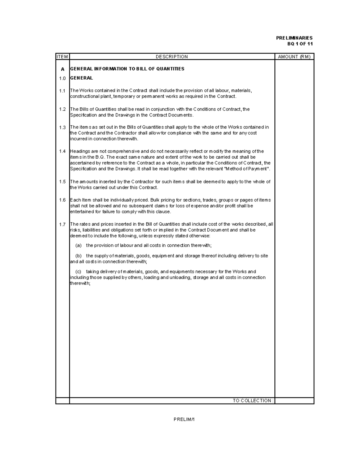 BQ Preliminaries: Construction Project Overview and Guidelines - Studocu