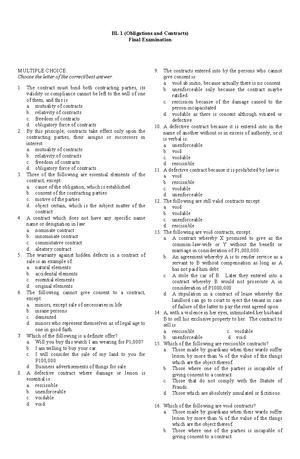 Oblicon-W2-3 - CONTRACTS NOTES IN OBLICON - CIVIL CODE OF THE ...