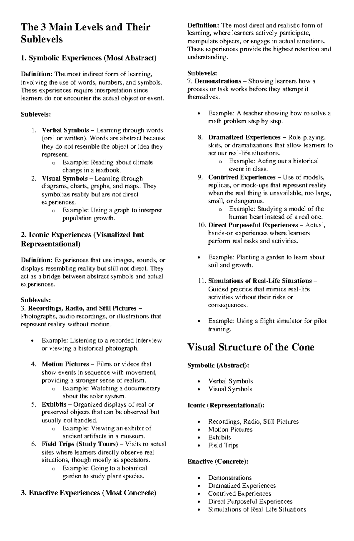 ED8 MID Lecture Notes: Understanding Symbolic, Iconic, and Enactive ...