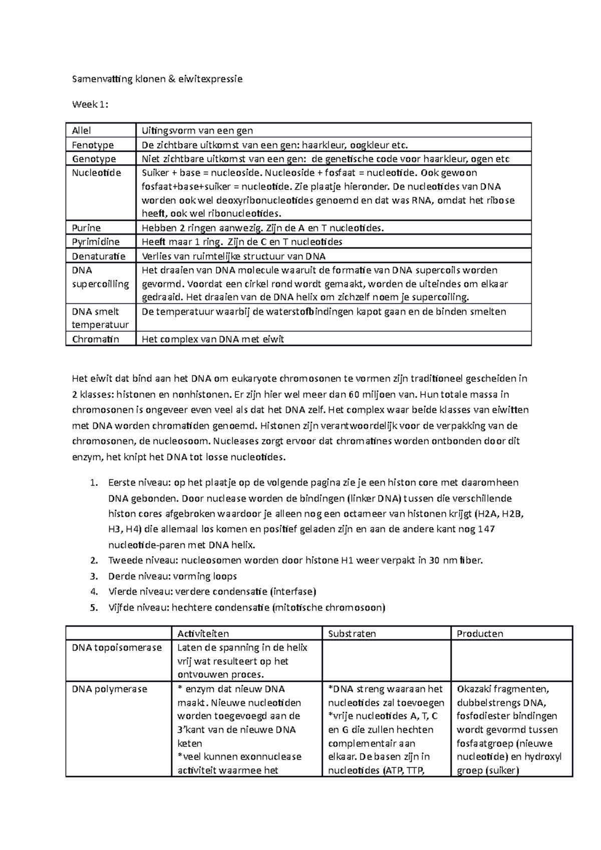 Samenvatting - Eiwitexpressie en Genregulatie (Week 1 & 2) - Studeersnel