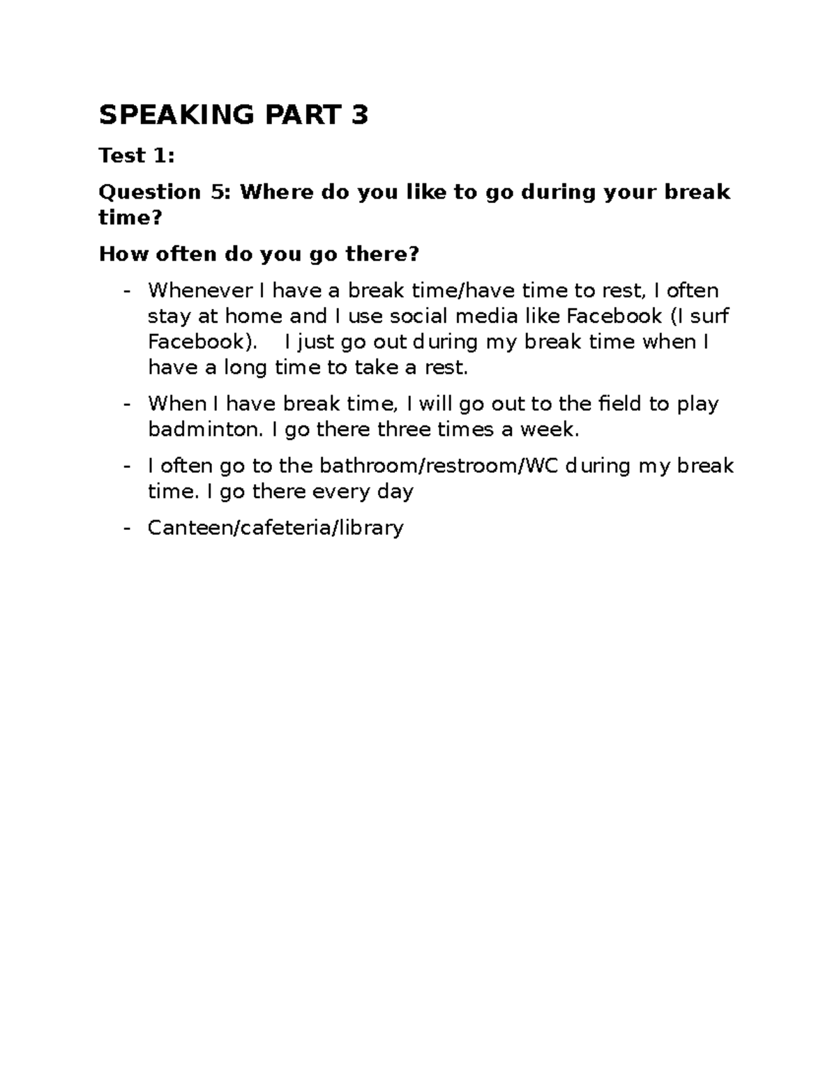 Speaking Part 3 - Lesson 3 - M118HBT Study Guide - Studocu