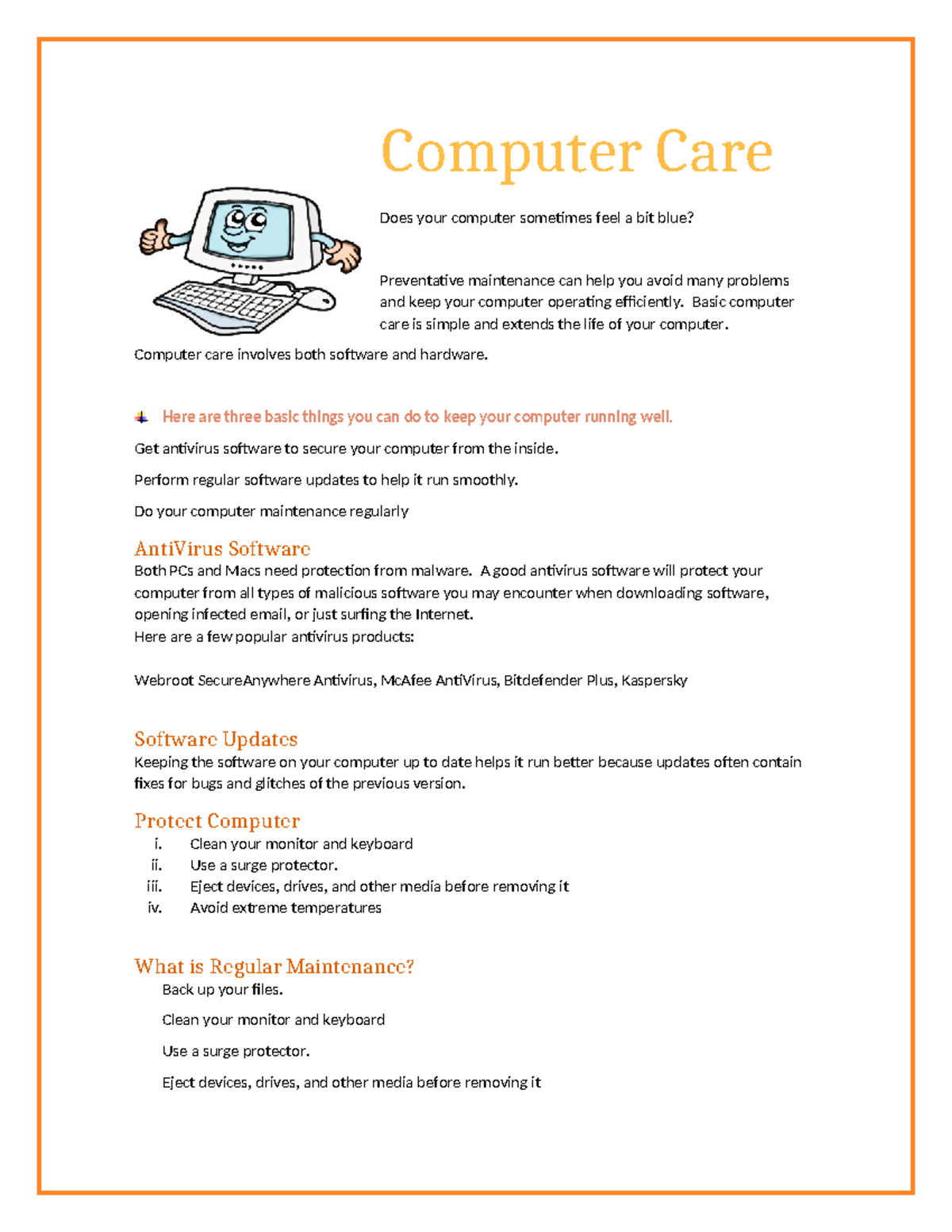 Computer Care and Maintenance Basics - Project 7 BT2 Test - Studocu