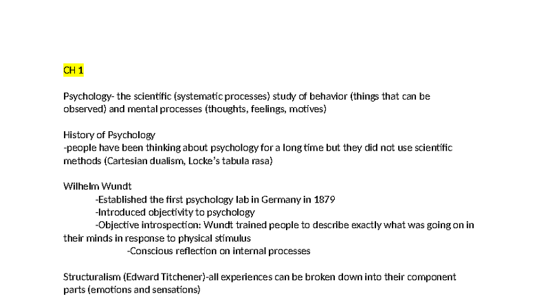 CH 1: Overview of Key Theories in Psychology and Human Behavior - Studocu