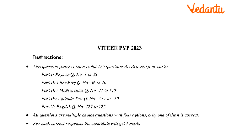 VITEEE 2023 Question Paper: Physics, Chemistry, Math & English - Studocu