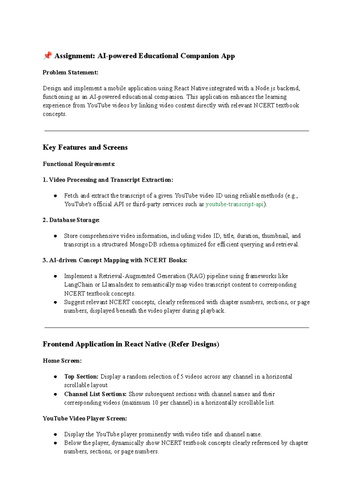AI-Powered Educational Companion App Assignment: Design ...