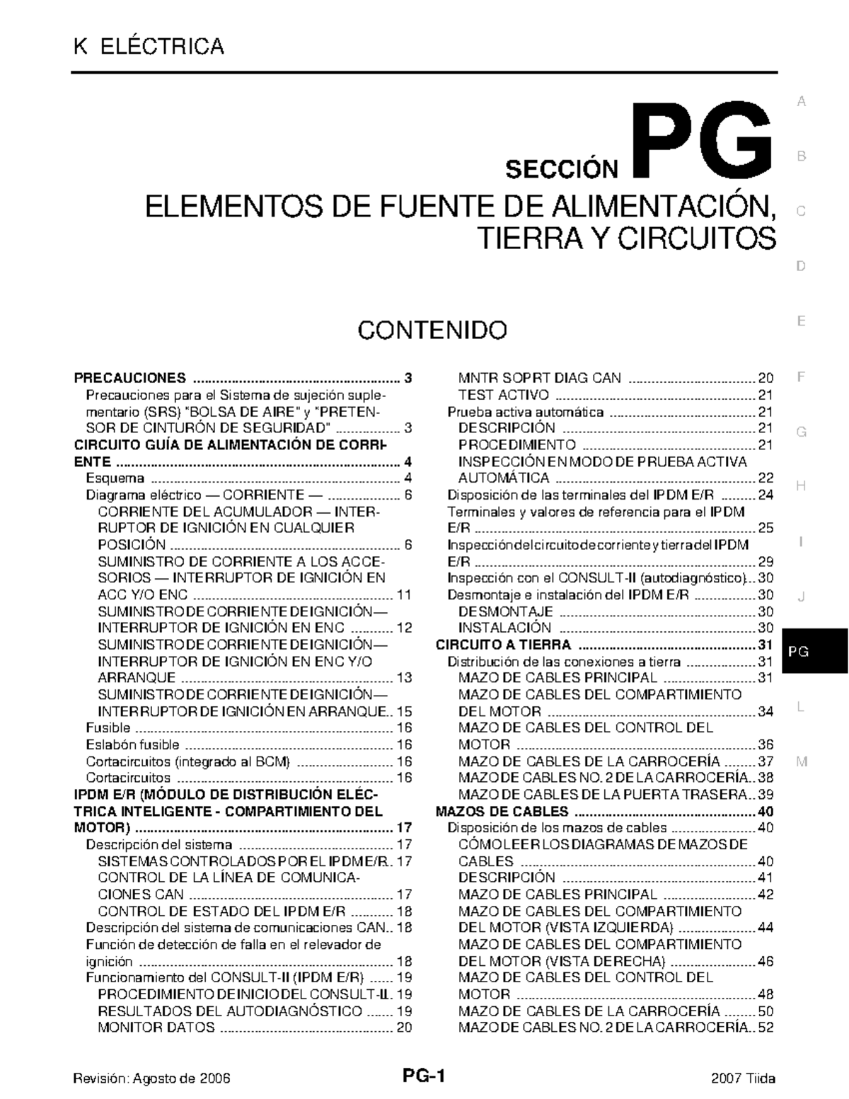 PG - Manual de taller nissan tiida - ELEMENTOS DE FUENTE DE ALIMENTACIÓN, TIERRA Y CIRCUITOS K ...