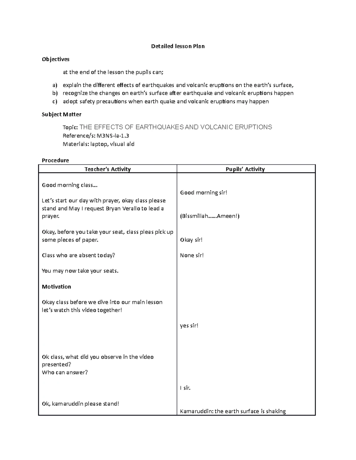 Communicative Style Lesson Plan - A Detailed Lesson Plan in English ...