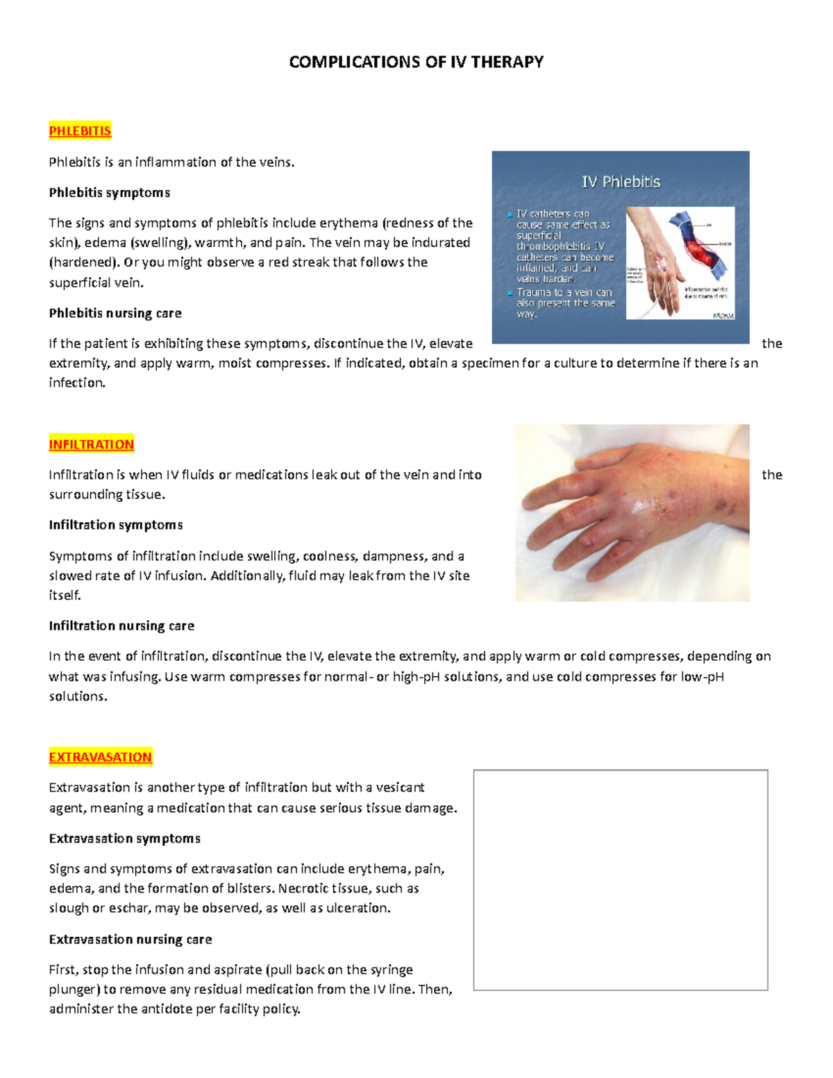 Iv Complications Phlebitis