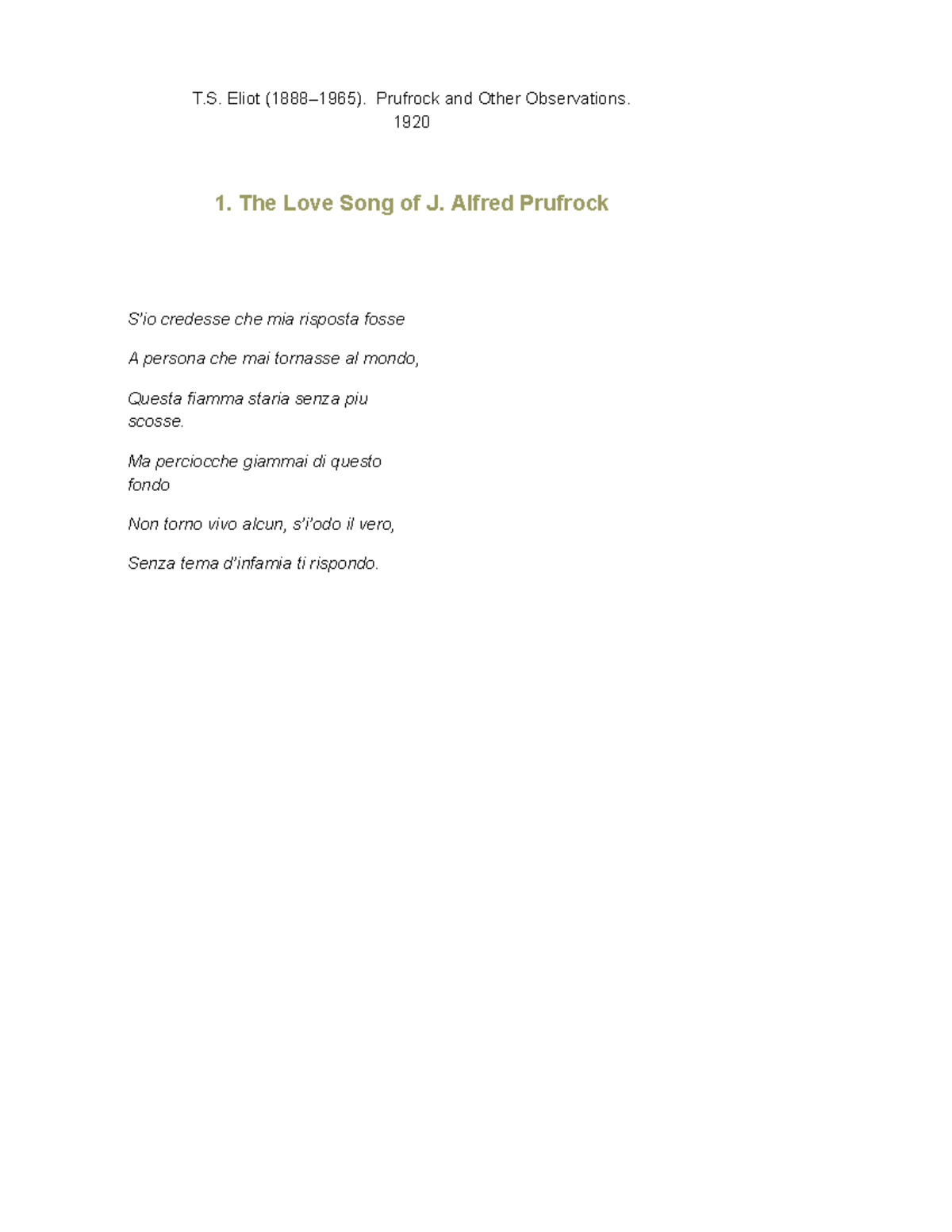 The Love Song of J. Alfred Prufrock - TS Eliot (Poem Analysis ...
