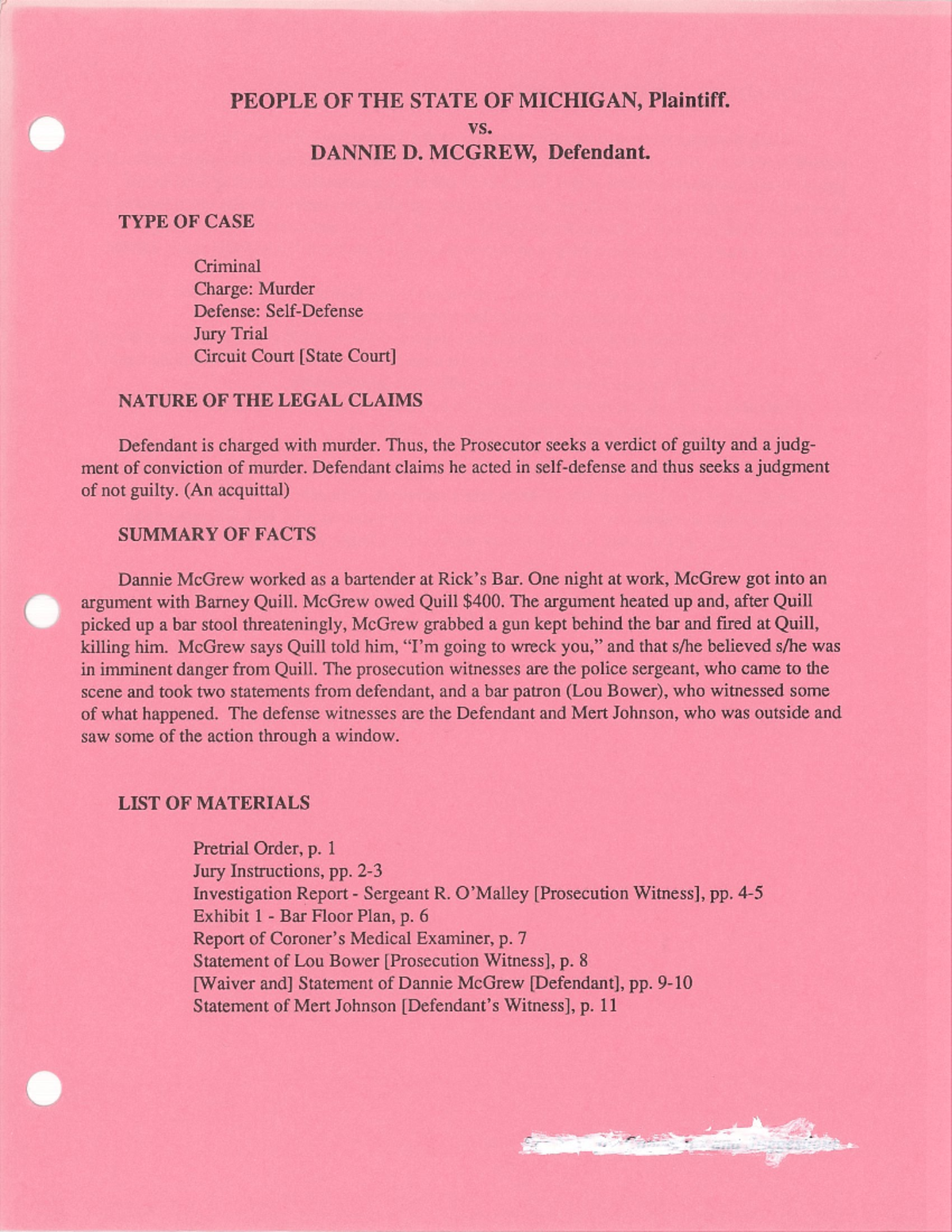 Criminal Case Law Analysis: People v. McGrew - Murder Trial Study (AN 3 ...