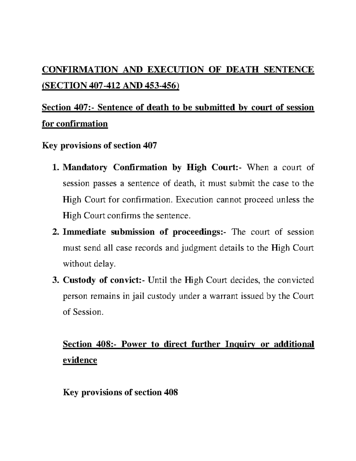 Confirmation and Execution of Death Sentence: Key Legal Provisions ...