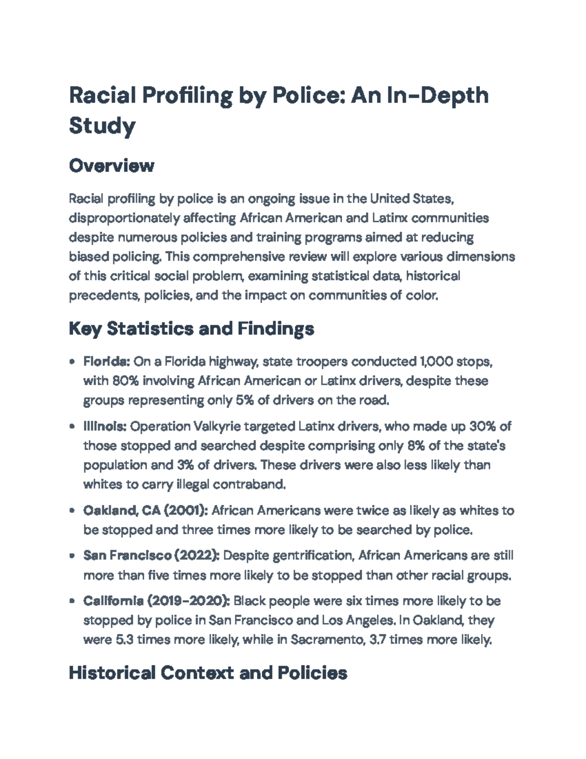 Racial Profiling by Police: An In-Depth Study Analysis and Solutions ...