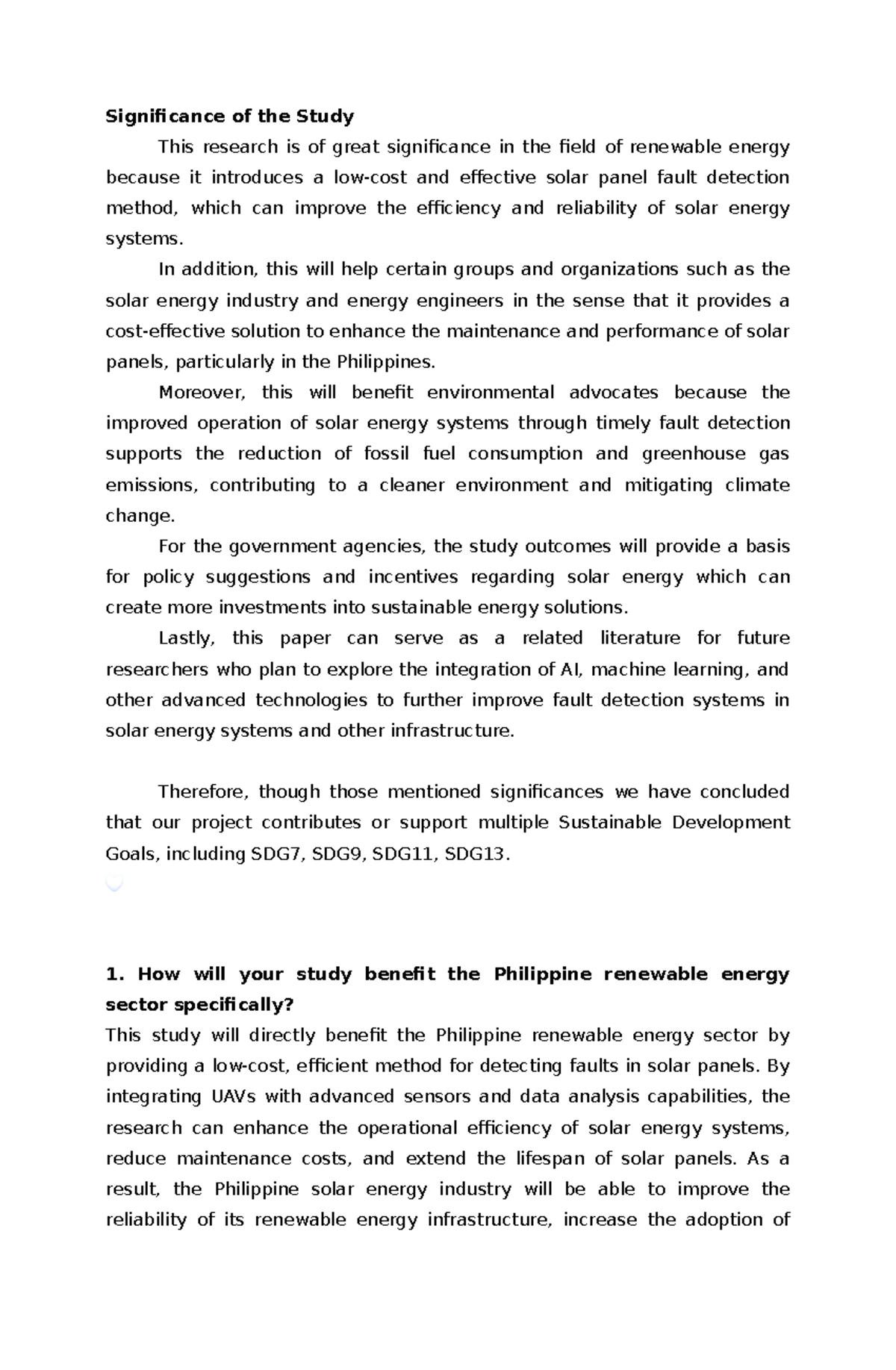 SOS - Significance of the study - Significance of the Study This ...