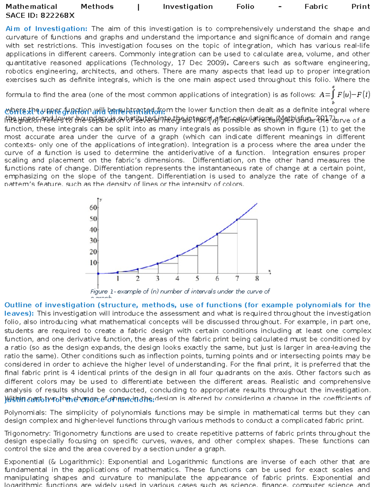 Mathematical Methods SACE ID: Fabric Print Investigation Folio - Studocu